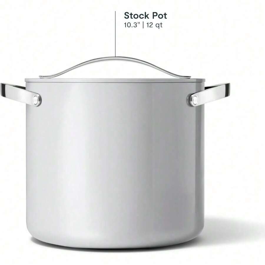 Caraway Stock Pot - 12 Qt Ceramic Coated Pot With Lid - Fee From ...