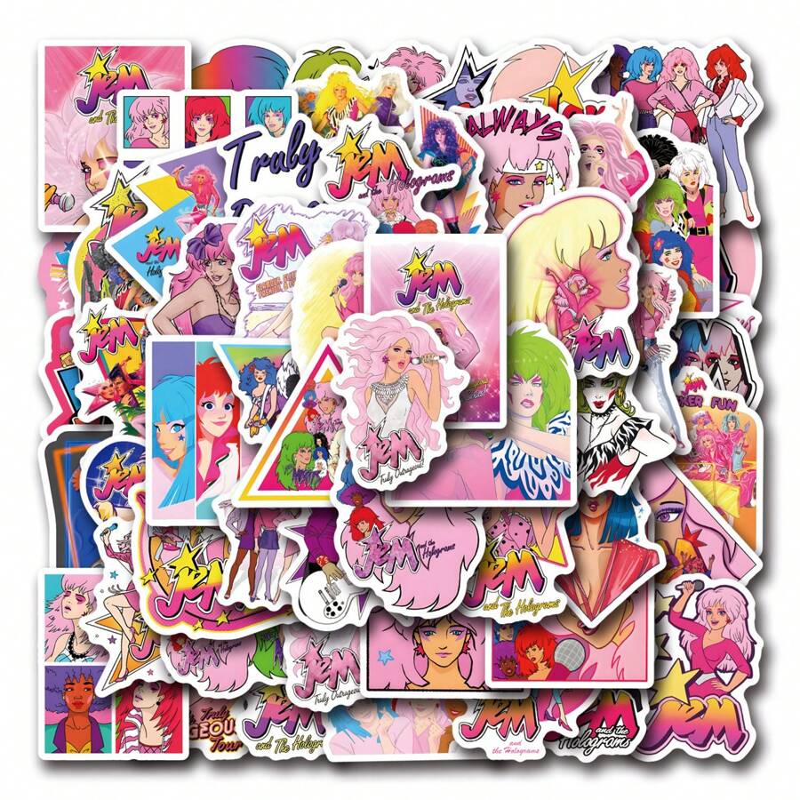 55pcs/Pack Jem And The Holograms Aesthetic Doodle Stickers, Cute ...