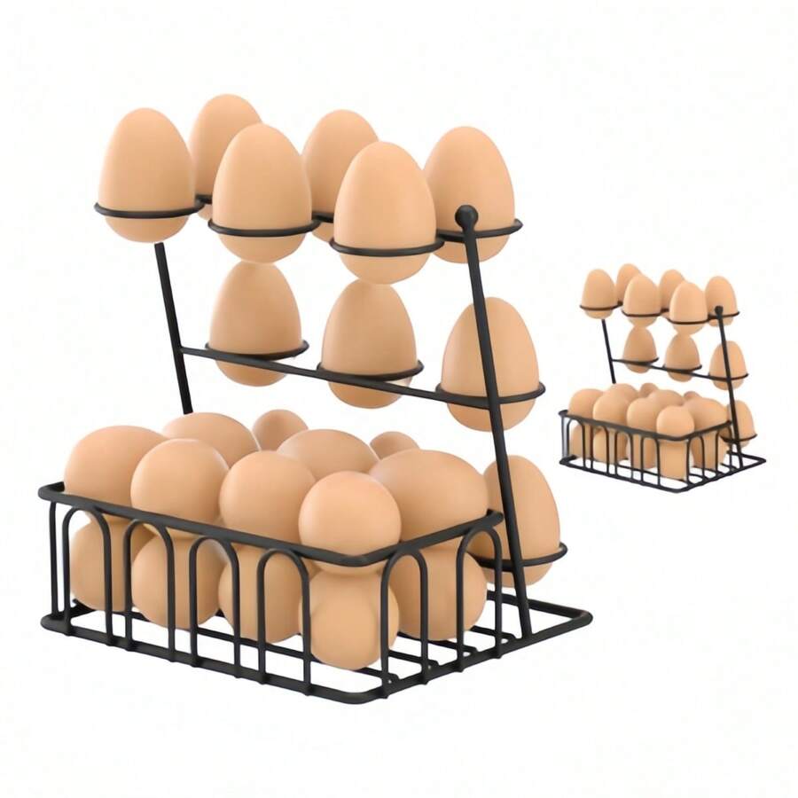 Fresh Egg Holder Countertop, Black Metal Countertop Egg Rack ...