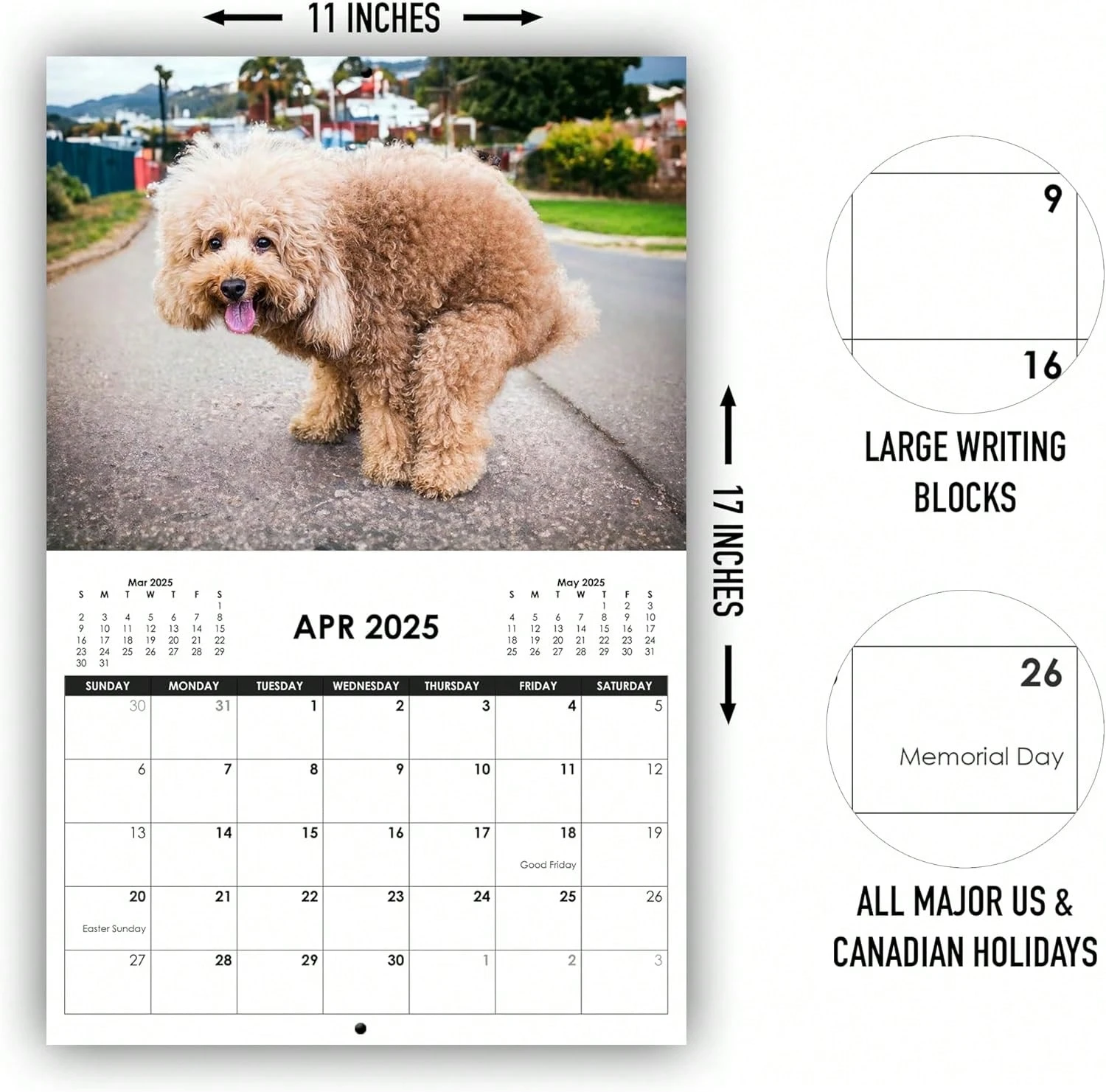 New Pooping Pups Funny Adult Gift - 2025 Dog Poop Calendar - Gag Gift ...