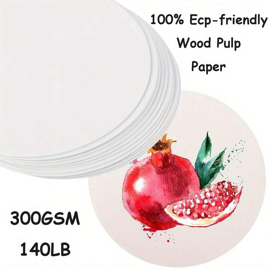 25pcs White 300g Wood Pulp Watercolor Cards With A Diameter Of 4.72inch ...