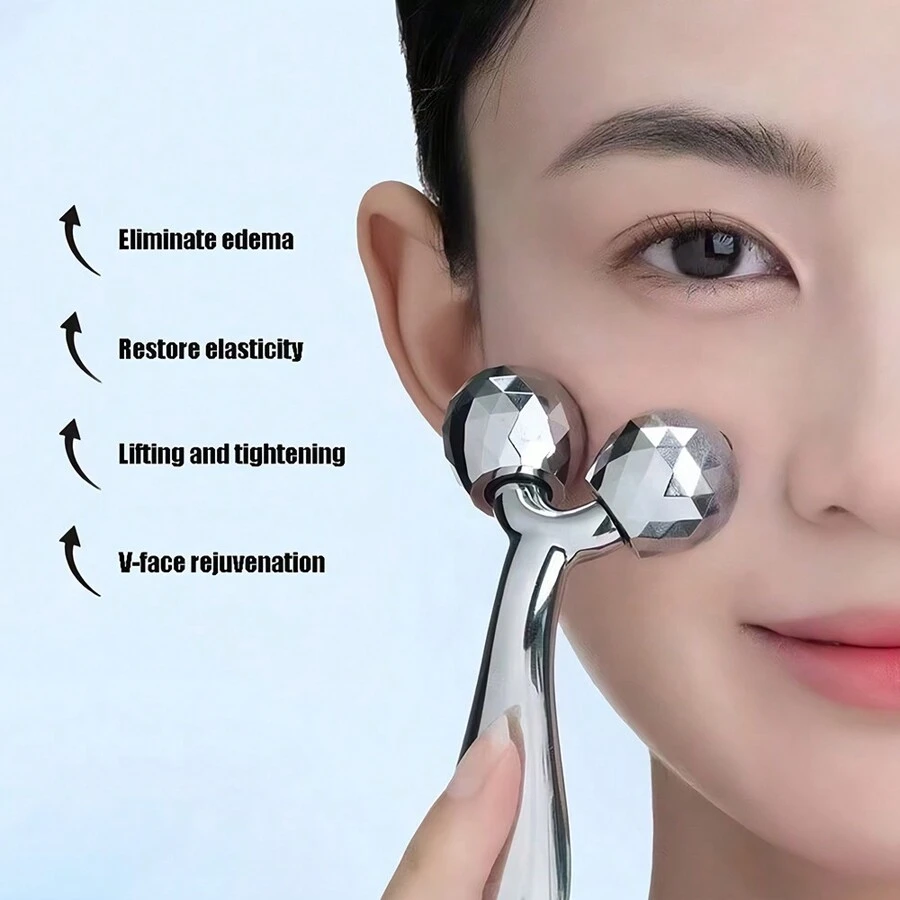 Manual Roller Face Slimming Massager Mini Portable Micro Current V-Face ...