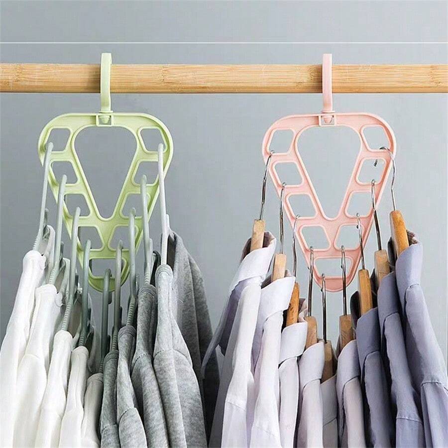Wardrobe Storage Rack, Space Saving Clothes Hanger, 9-Hole Hanging ...
