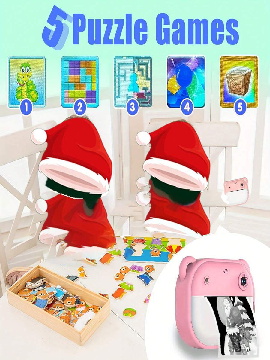 Thermal Print Camera Camera Instant Print 1080P Dual Lens Digital ...