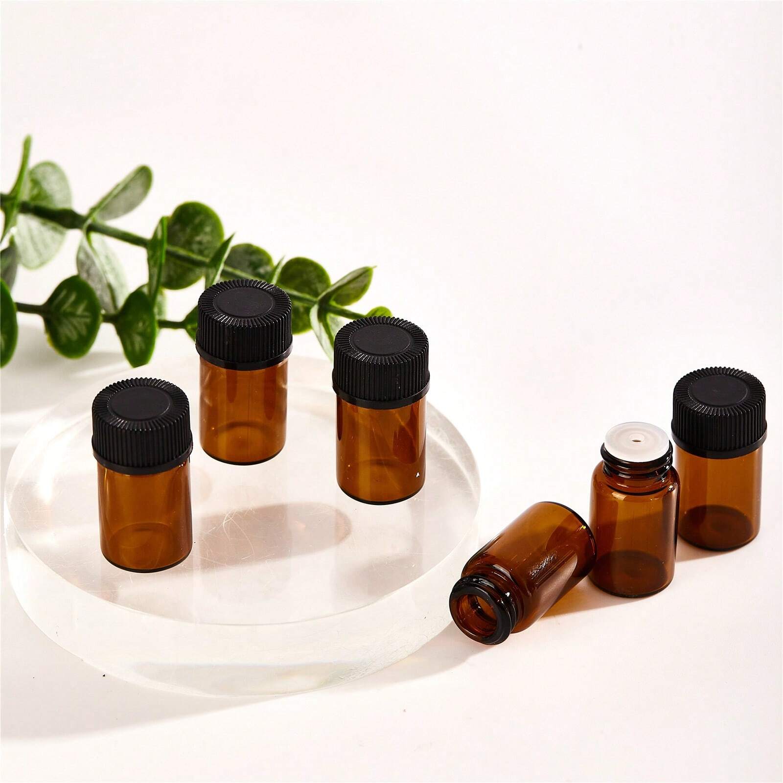 100pcs Tea-Color Essential Oil Bottles, Mini Light-Blocking Perfume ...
