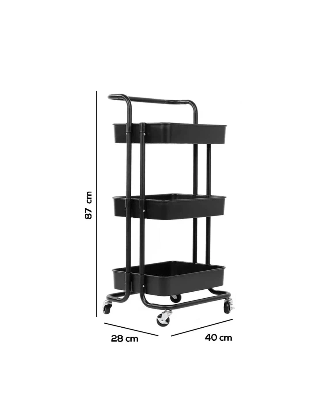 3 Tier Rolling Utility Cart Multifunction Rolling Storage Trolley ...