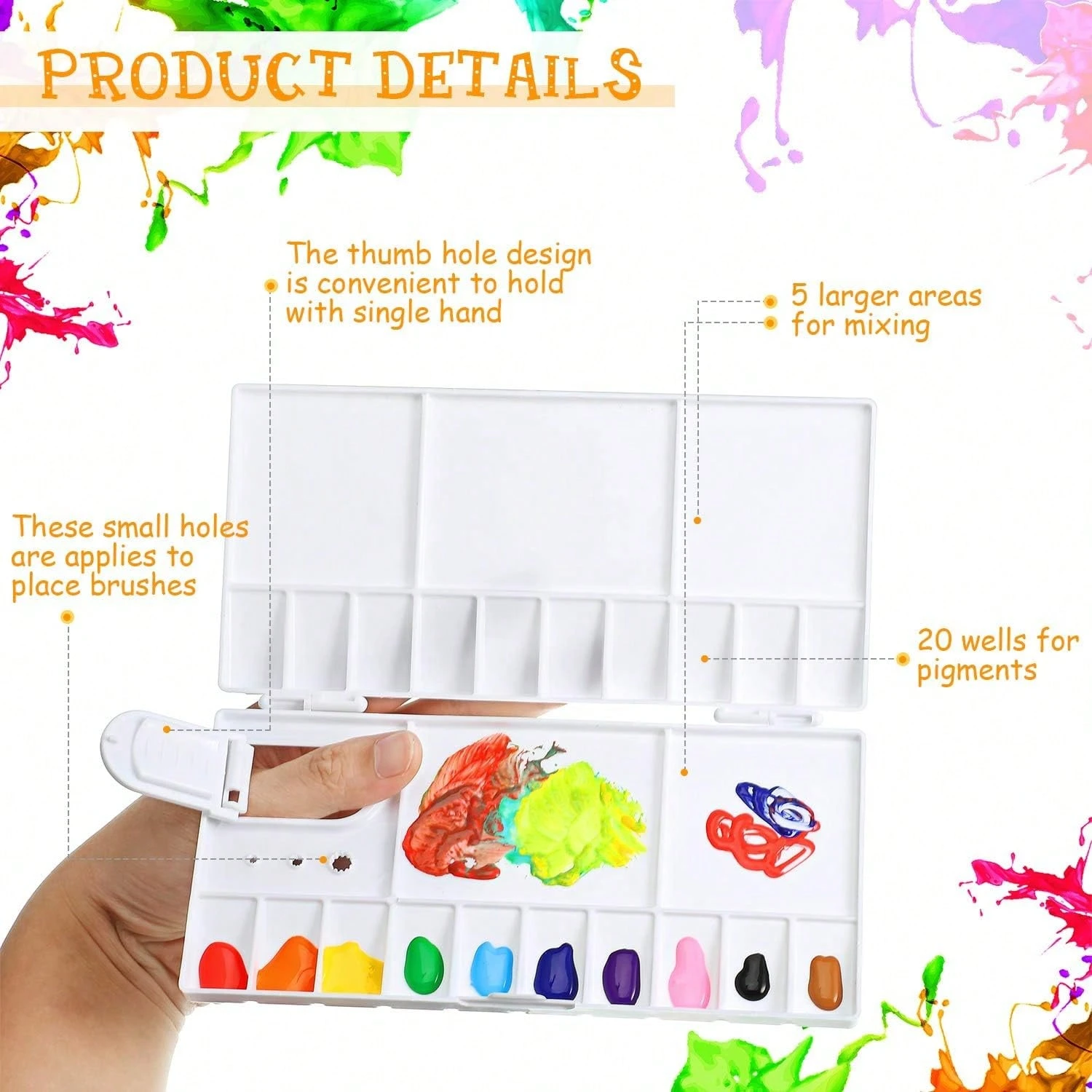 Paleta de pintura de acuarela portátil con 25 compartimentos, caja ...