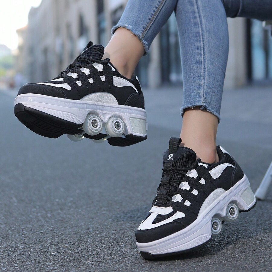 Retractable 4-Wheel Student Roller Shoes, Unisex Wheeled Sneakers For ...