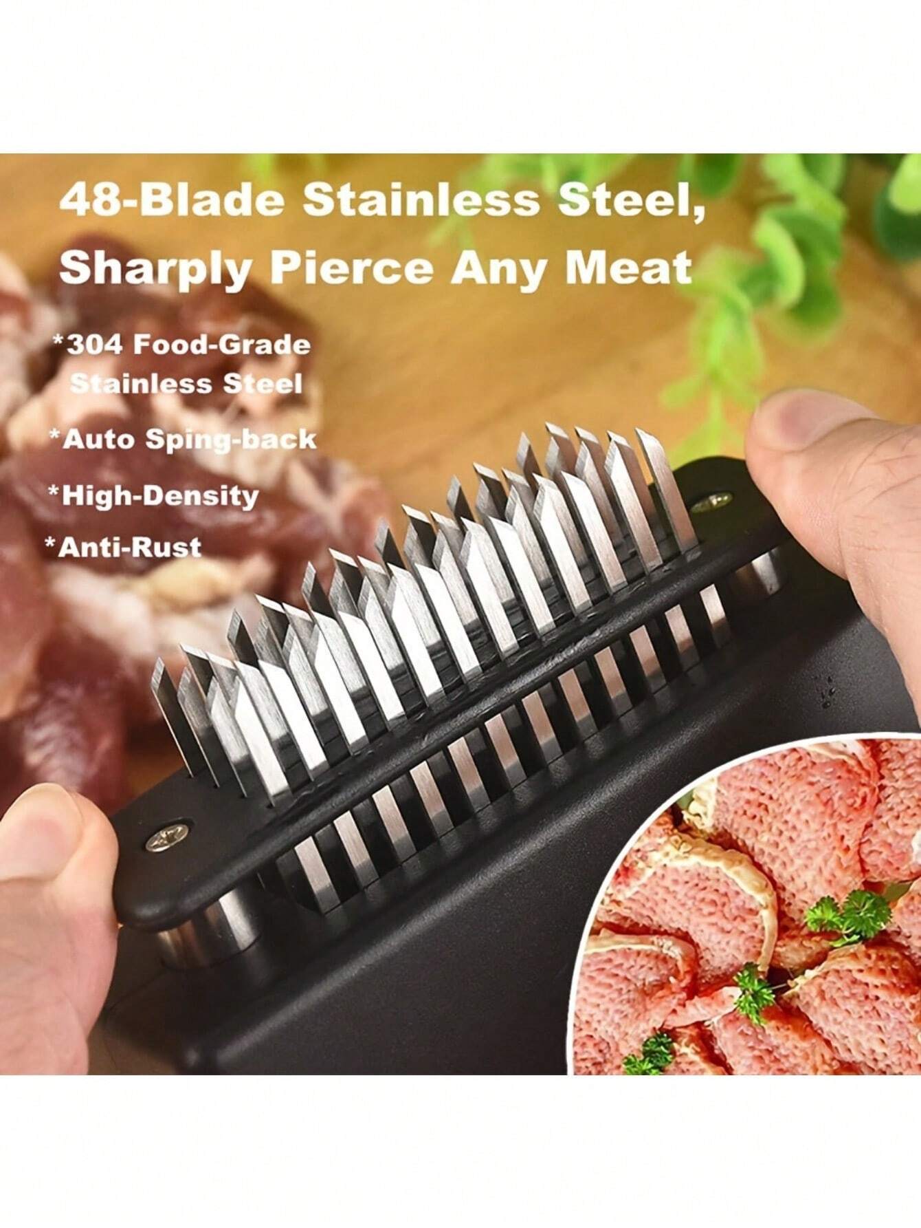 Meat Tenderizer, 48-Pin Stainless Steel Sharp Steak Tenderizer, Roast ...