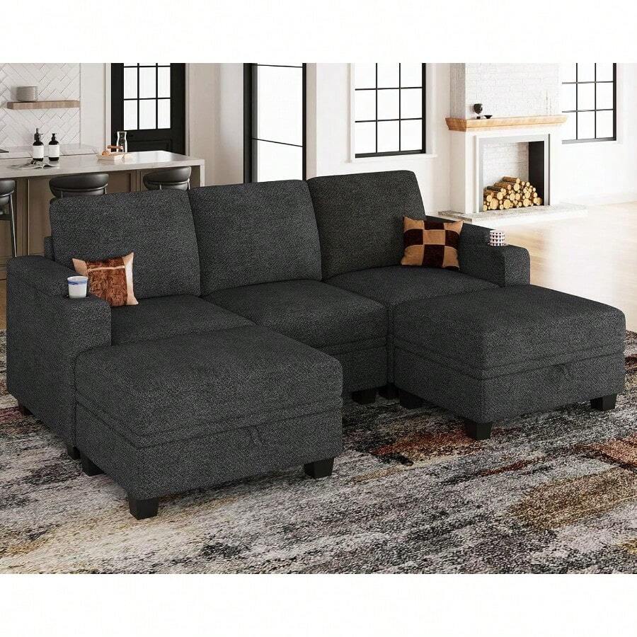 Small Modular Sectional Couch For Living Room. U Shaped Sofa Couch With ...