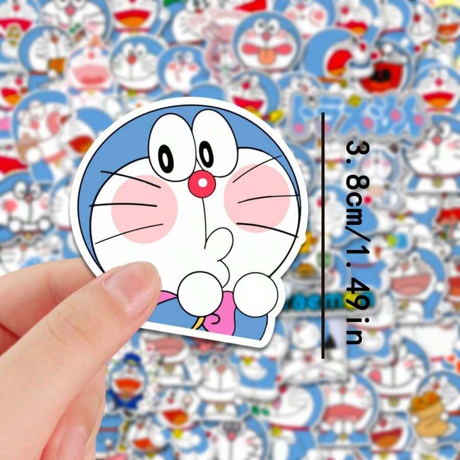 100pcs Cartoon Doraemon Stickers, Dingdang Cat, Blue , DIY Decoration ...