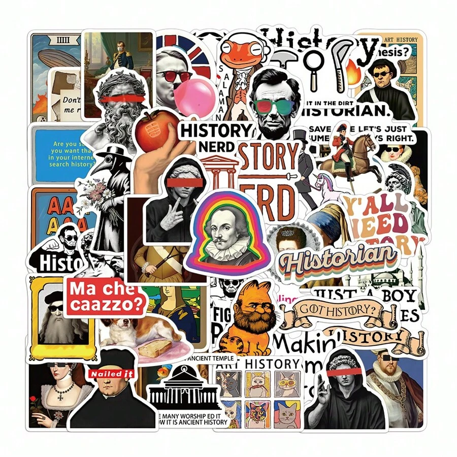 50 Fun Historical Cartoon Creative Stickers For Decorating Notebooks ...