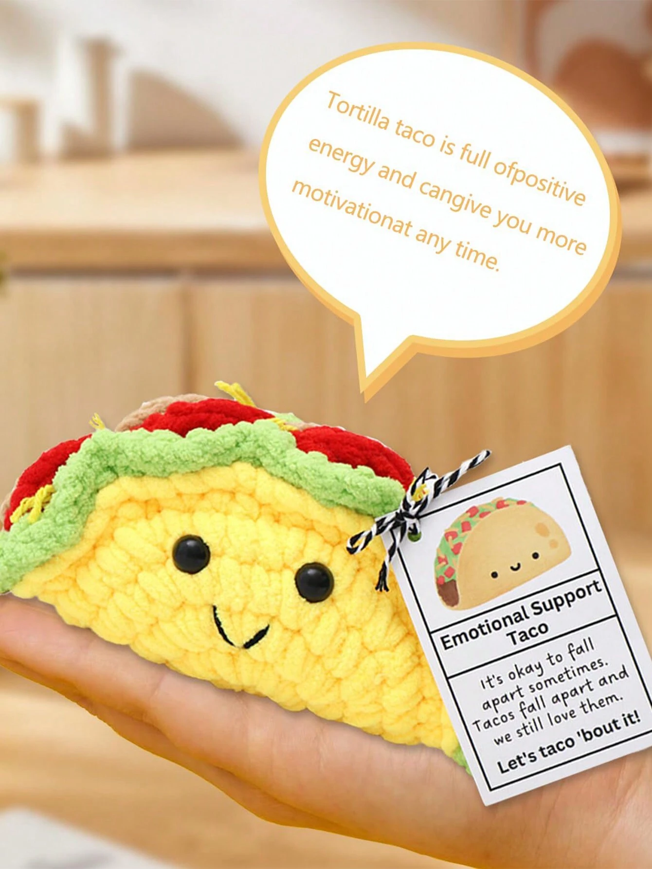 2Pcs Handmade Emotional Support Funny Moon Shape Positive Taco Mini ...