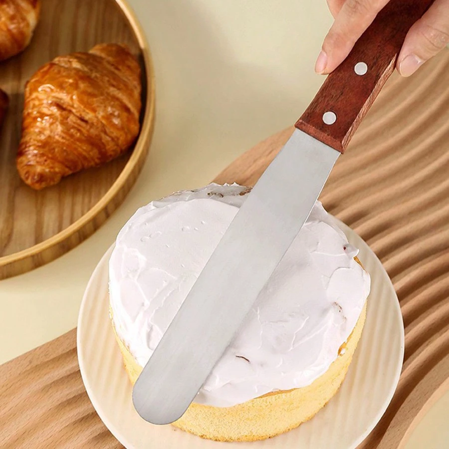 Wooden Handle Cream Cake Icing Spatula, Bakery Bread Cake Straight ...