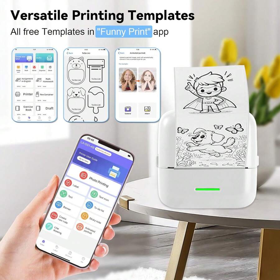 Mini Printer , Thermal Printer Sticker Maker Inkless Pocket Printer ...