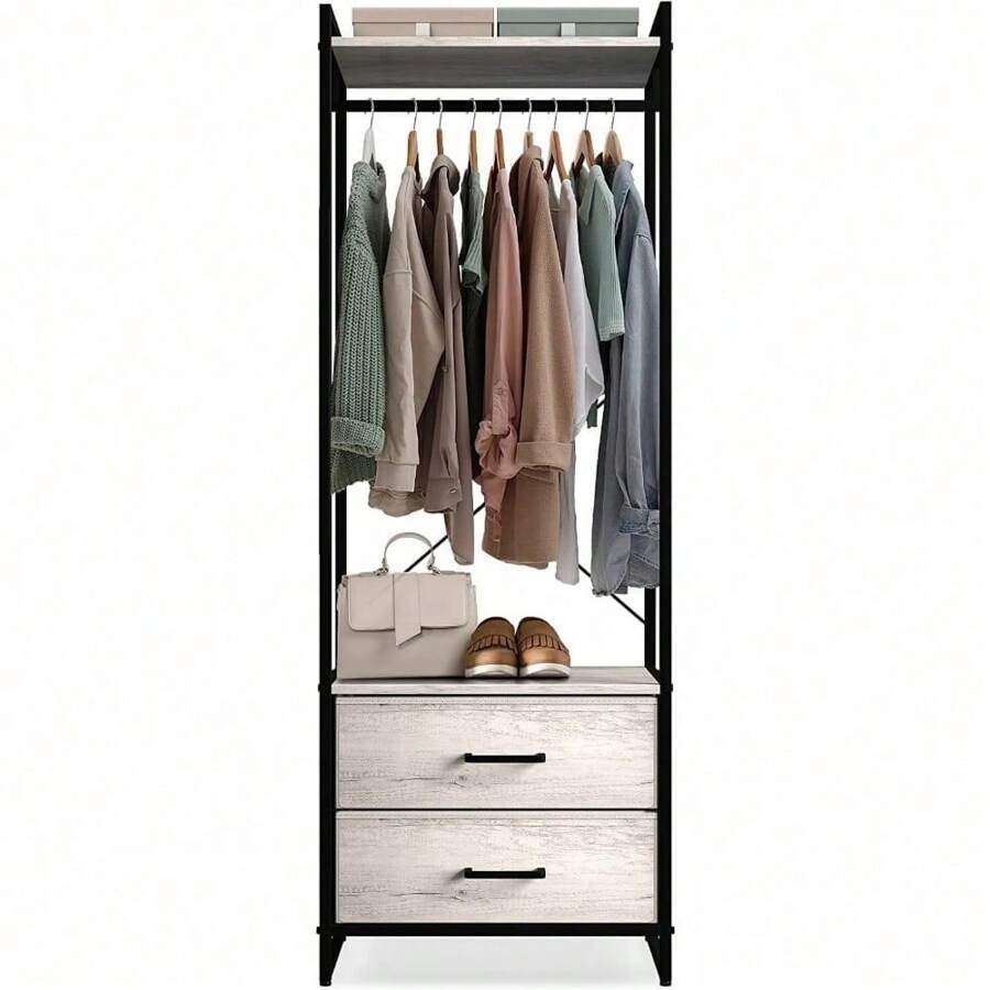 Sorbus Stand-Alone Clothing Rack With Fabric Drawers - Tall Storage ...