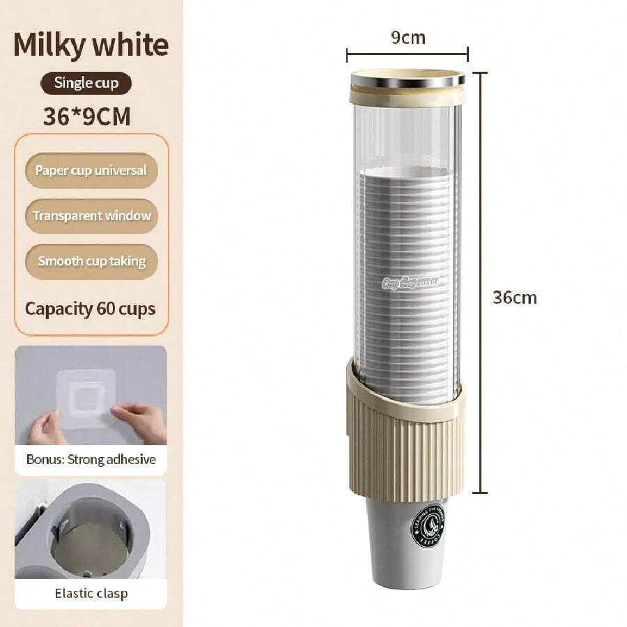 Milky White Disposable Cup Holder, Wall-Mounted Water Dispenser Beside ...