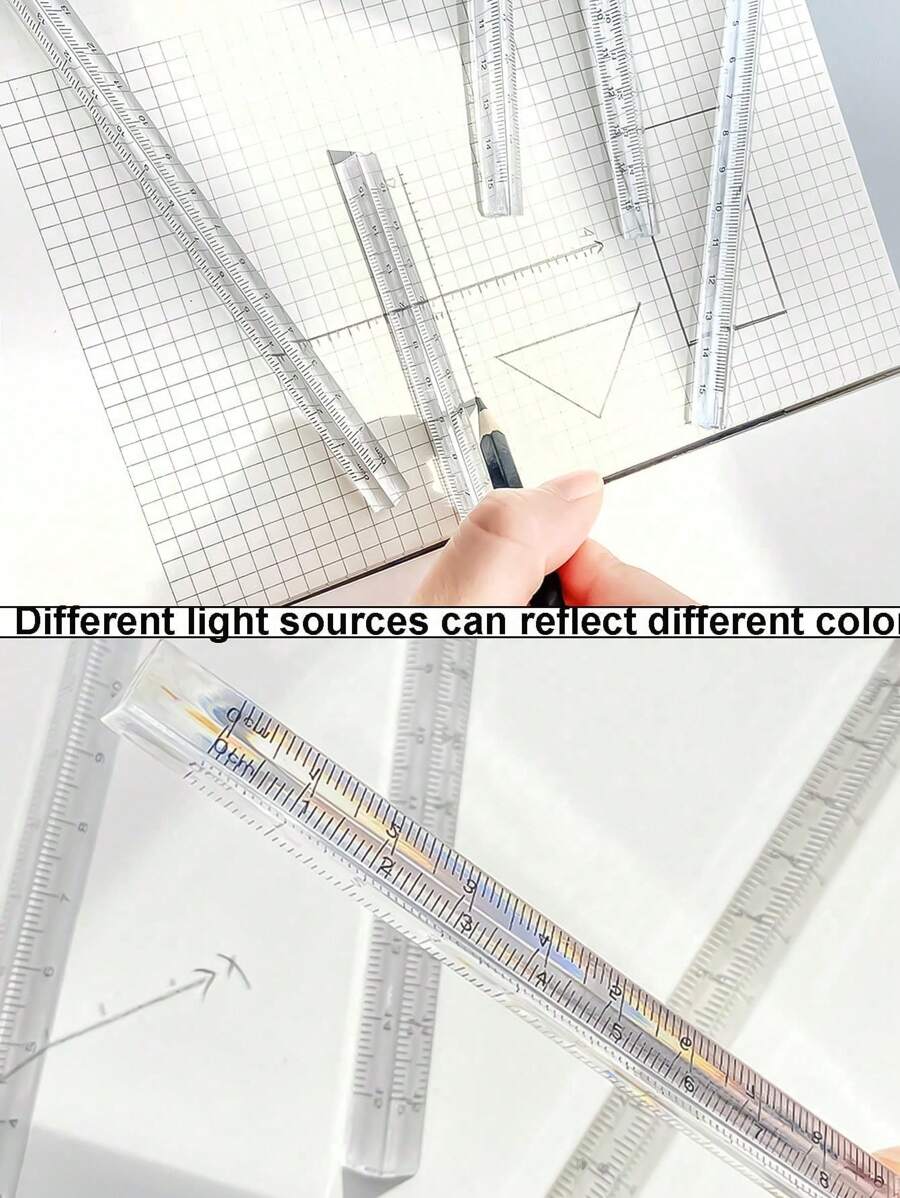 2pcs 7.87in Size Simple Transparent Triangular Ruler With Three Edges ...