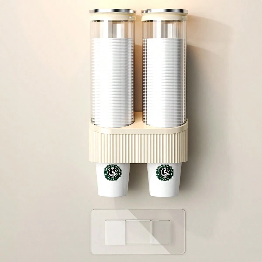 Milky White Disposable Cup Holder, Wall-Mounted Water Dispenser Beside ...