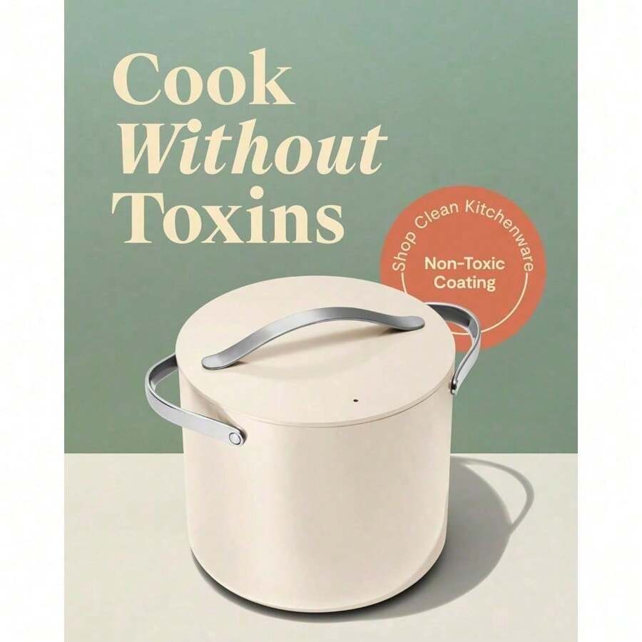 Caraway Stock Pot - 12 Qt Ceramic Coated Pot With Lid - Fee From ...