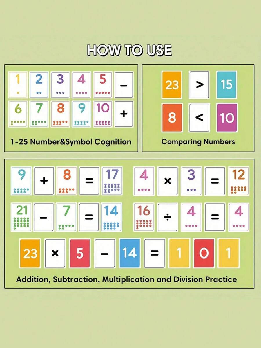 50pcs Interactive Math Flashcards: Addition, Subtraction ...