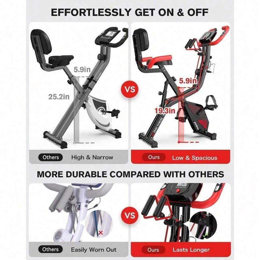 Pooboo Folding Exercise Bike, Foldable Fitness Stationary Bike Machine, Upright Indoor Cycling ...