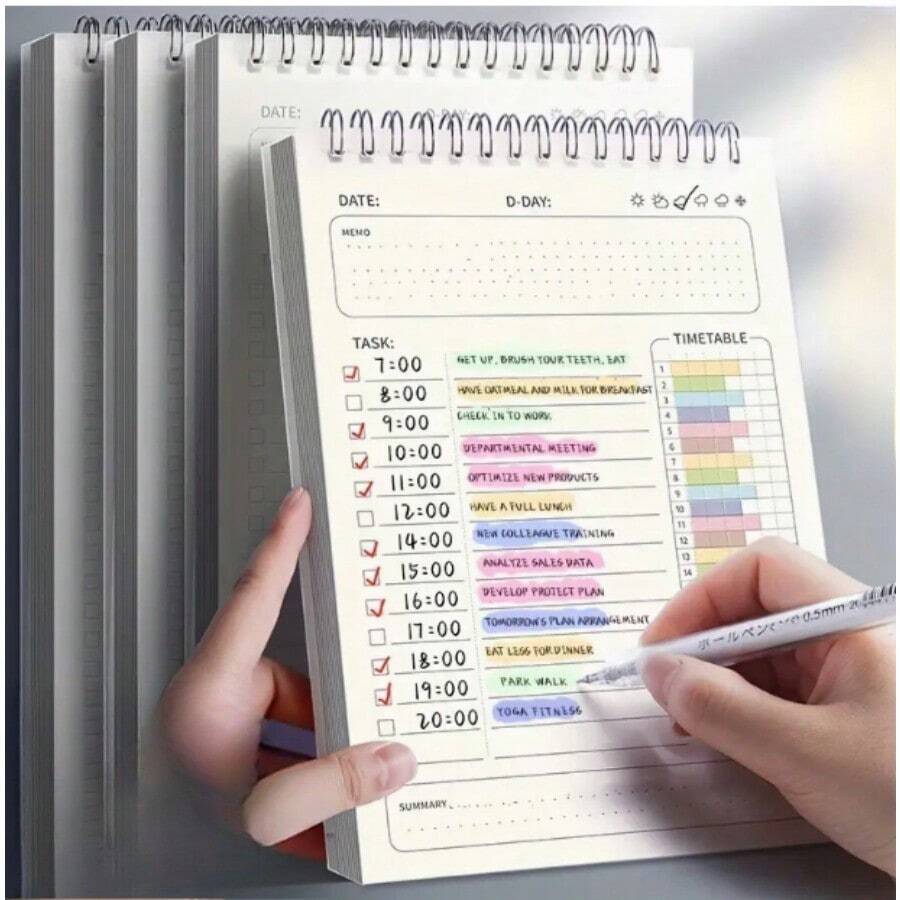 2pcs/Set A5 Daily Planner Notebook - 100 Pages, Schedule And Task ...