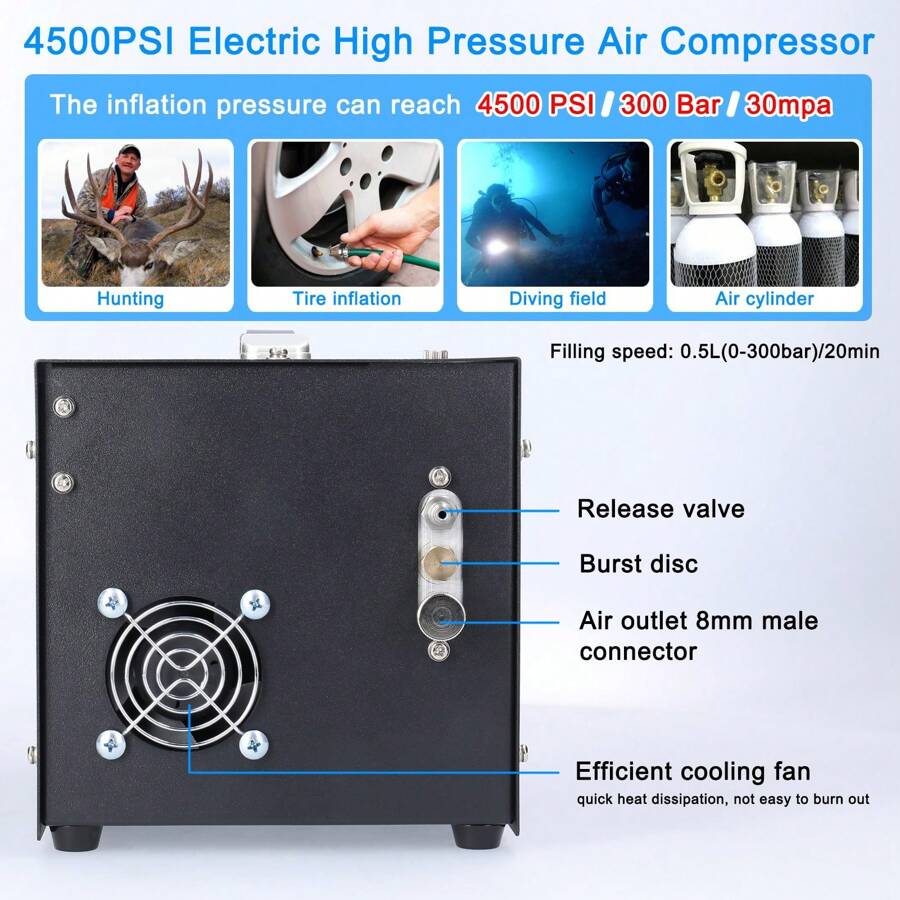 Air Compressor Pump 30MPA High Pressure Portable High Efficiency Car ...