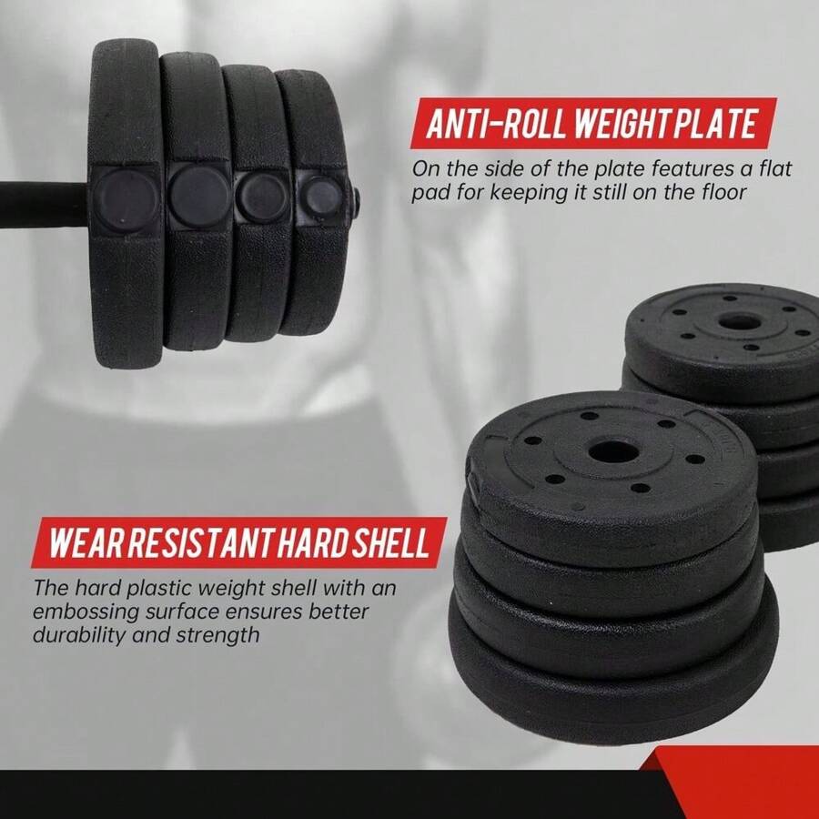 66 LB Weight Dumbbell Set Adjustable Cap Gym Home Barbell Plates Body ...