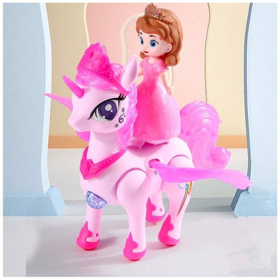 Brinquedo Unicórnio Eletrônico Boneca Princesa Com Asas Anda Acende Luz ...