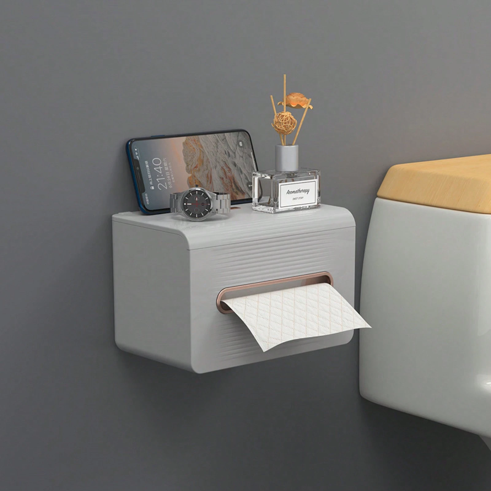 Random Color Plastic Wall-Mounted Paper Towel Holder Box, Two-In-One ...