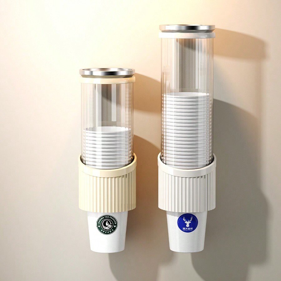Milky White Disposable Cup Holder, Wall-Mounted Water Dispenser Beside ...