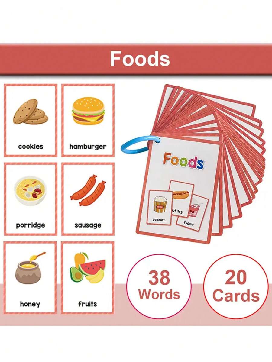 20pcs Food Words Flashcards, Early Childhood Education Learning ...