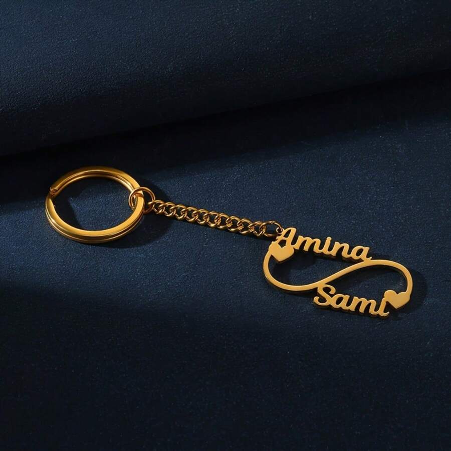 Lifetime Name Keychain, Stainless Steel Custom Love Couple Keychain ...