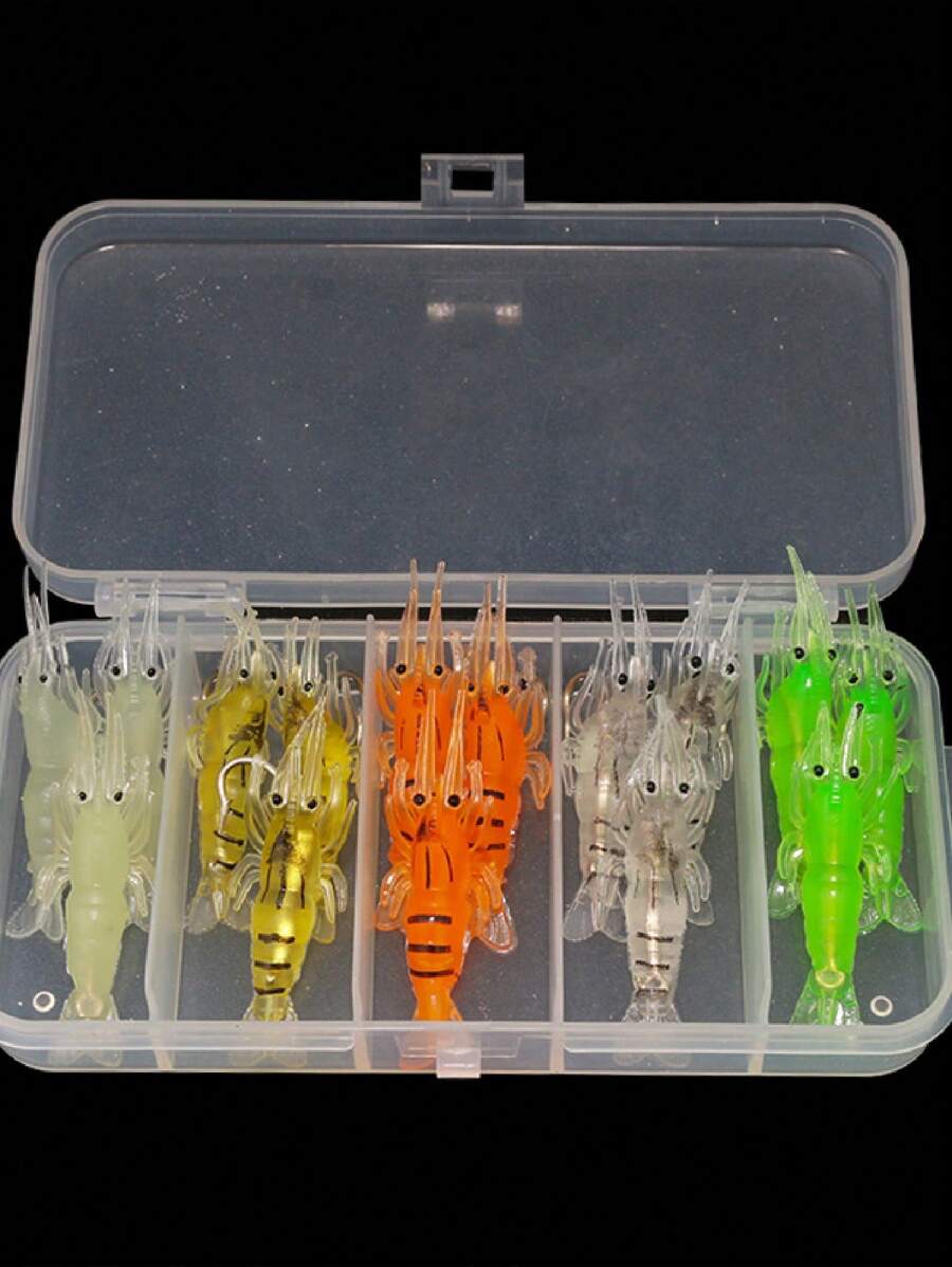 15pcs Goture Shrimp Lures Soft Shrimp Fishing Lures For Freshwater Saltwater Luminous Shrimp ...