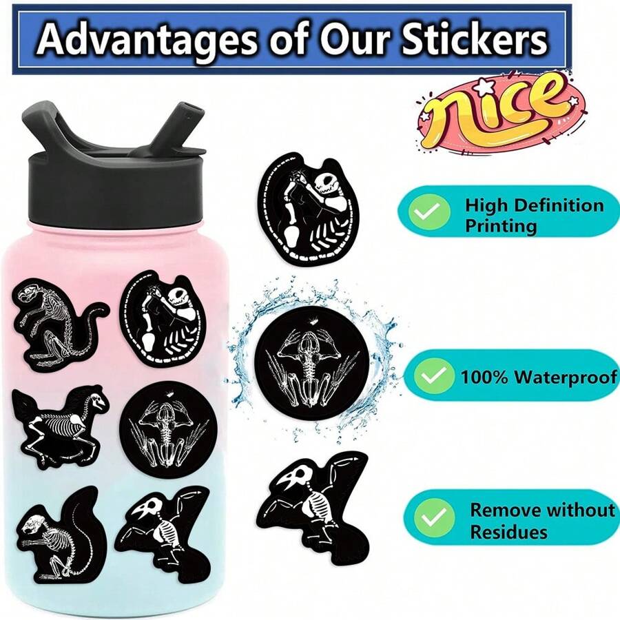 55PCS Animal Skeleton Stickers Vinyl Aesthetics Stickers For ...