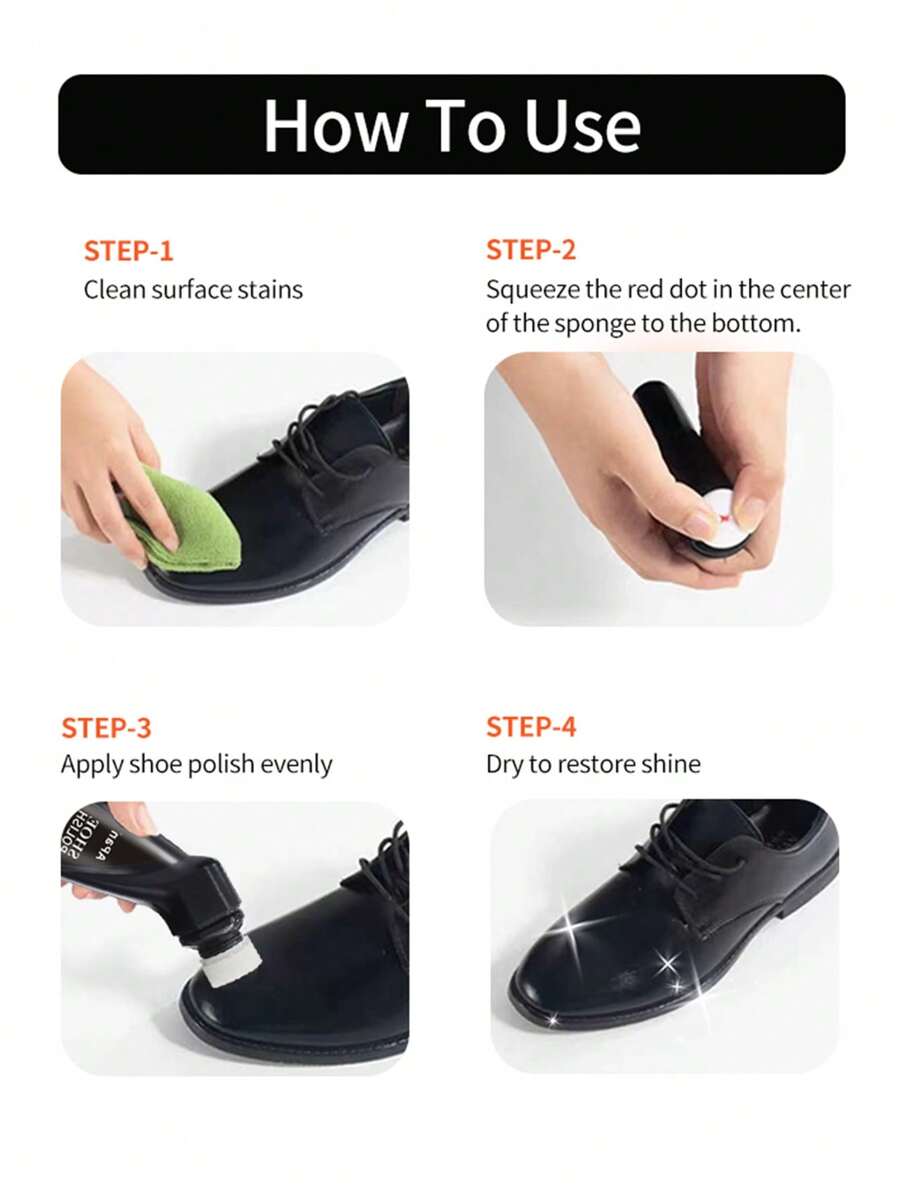 Black And Neutral Shoe Polish Sponge Kit 3.38 Oz Shoe Polish And Shine ...