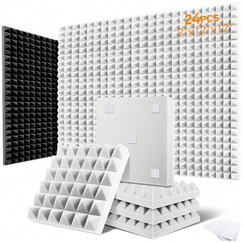 12Pcs, 24Pcs-12x12x2 Inches High Density Acoustic Foam Wall Panel ...