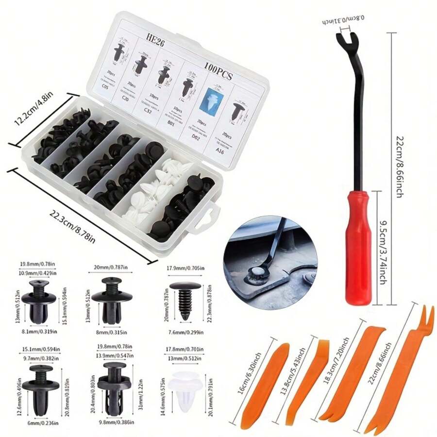 105 Pcs Auto Fasteners Assortment Kit With Removal Tools, Universal Car ...