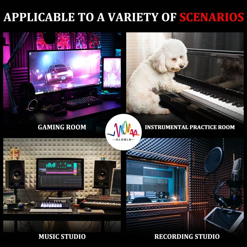 12 Pcs-12x12x2 Inches Studio Acoustic Foam Panels, For KTV Music Studio ...