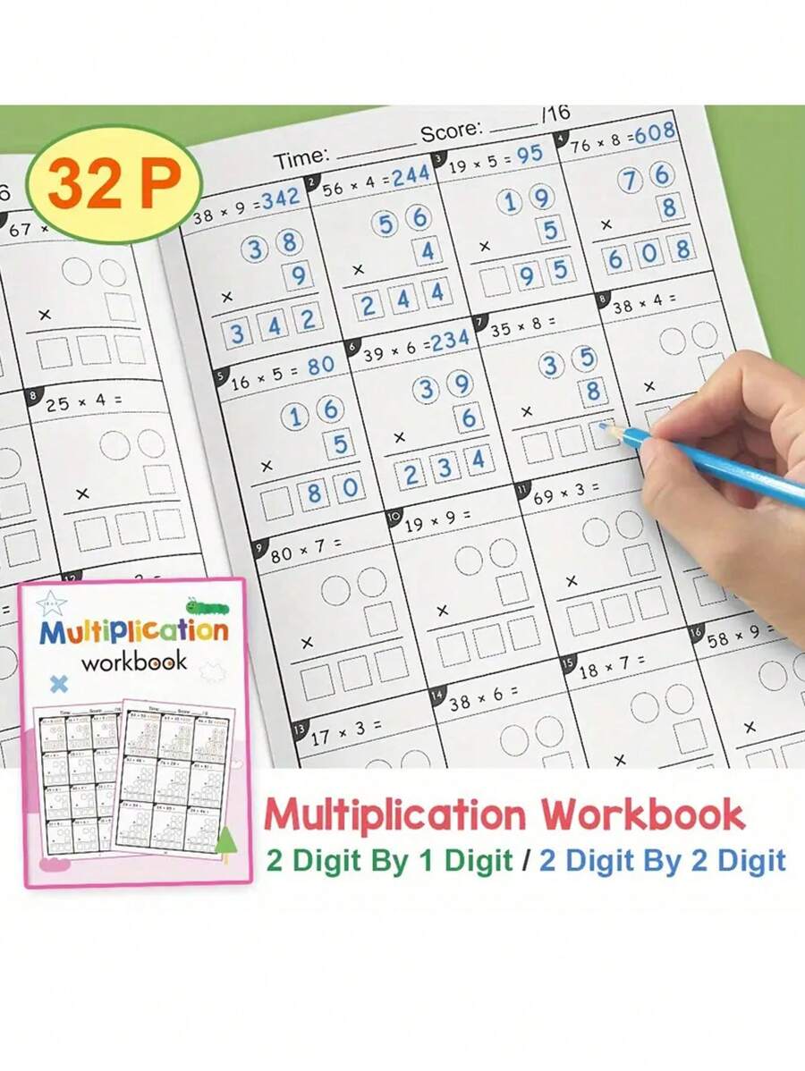 Multiplication Practice Workbook - Math Writing Aids, Two-Digit ...