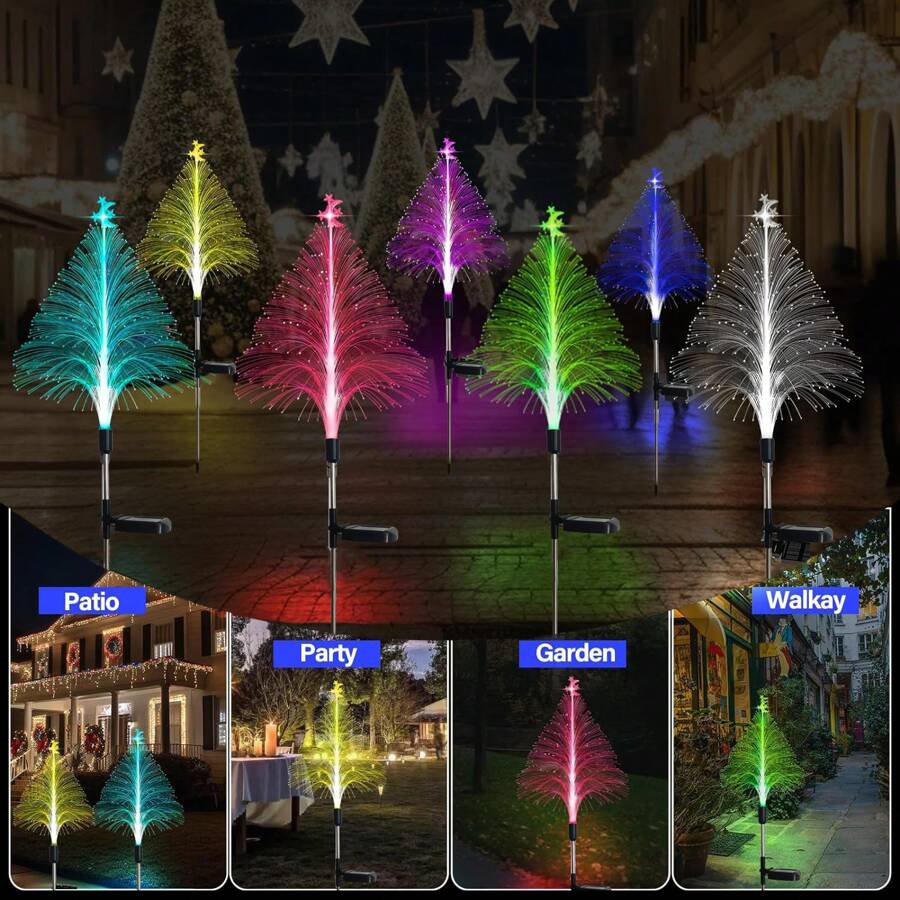Solar Powered Fiber Optic Tree Pathway Lawn Lights, Landscaping ...