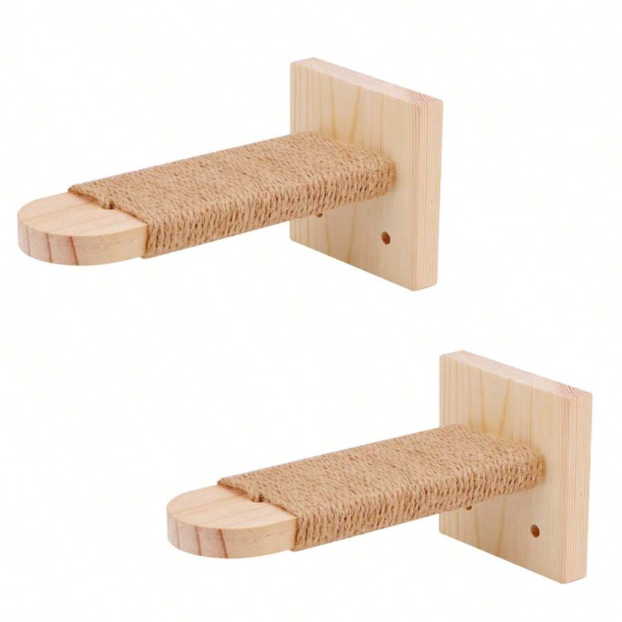 Wooden Cat Wall Steps, Cat Ladder With Jute Rope, Cat Wall Shelves For ...