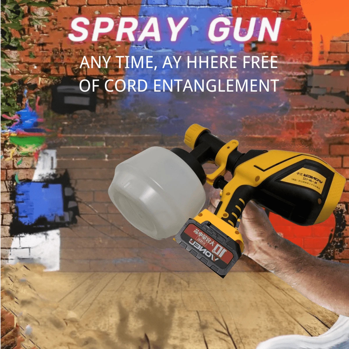Cordless Spray Painting Machine Battery + Electric Airless Spray Gun ...