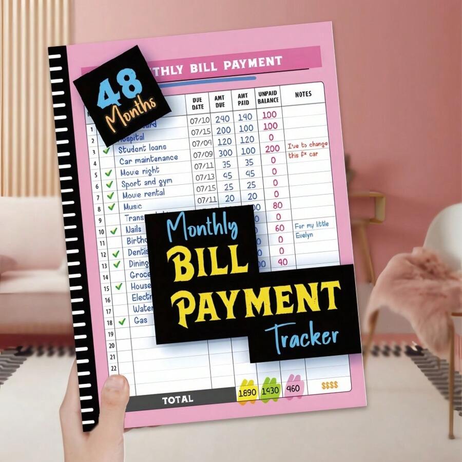 1pc Monthly Bill Payment Notebook, Accurate Expense Tracking Record ...