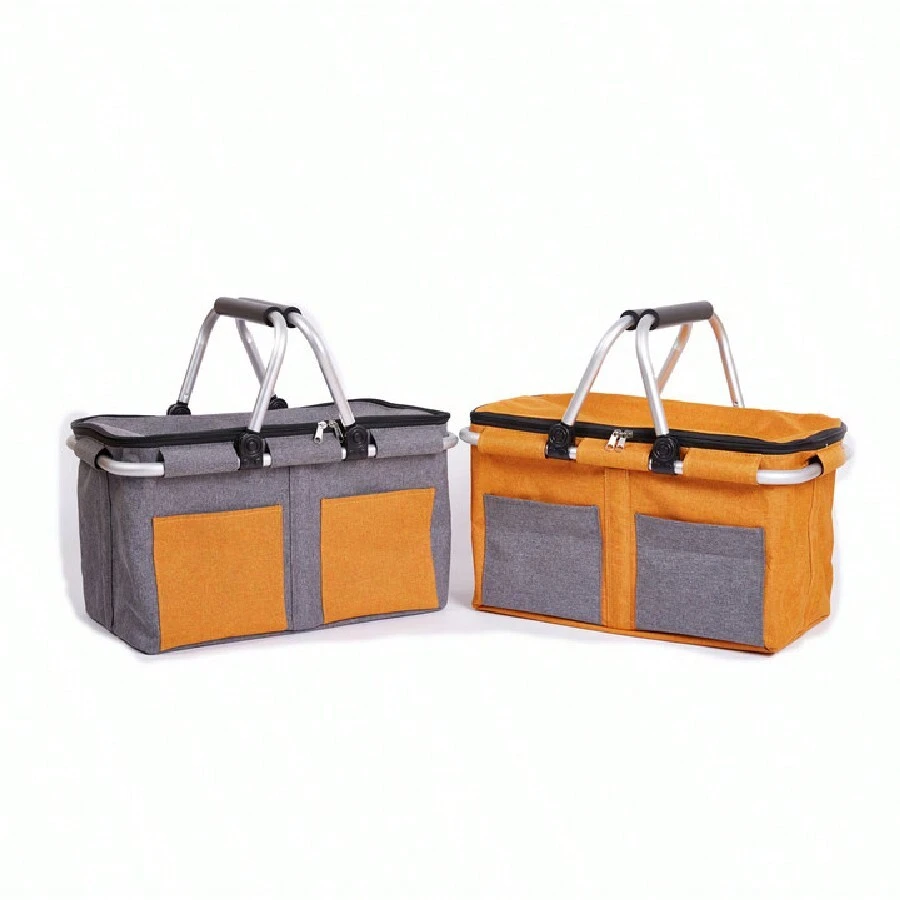 Foldable Picnic Basket With Metal Handle,Portable Thermal Organizer For ...