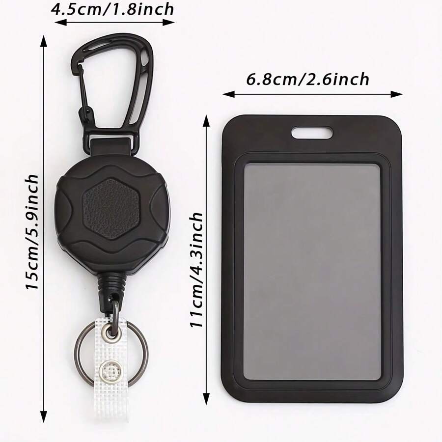 Heavy Duty Retractable Badge Reel Keychain With ID Card Holder Lanyard ...
