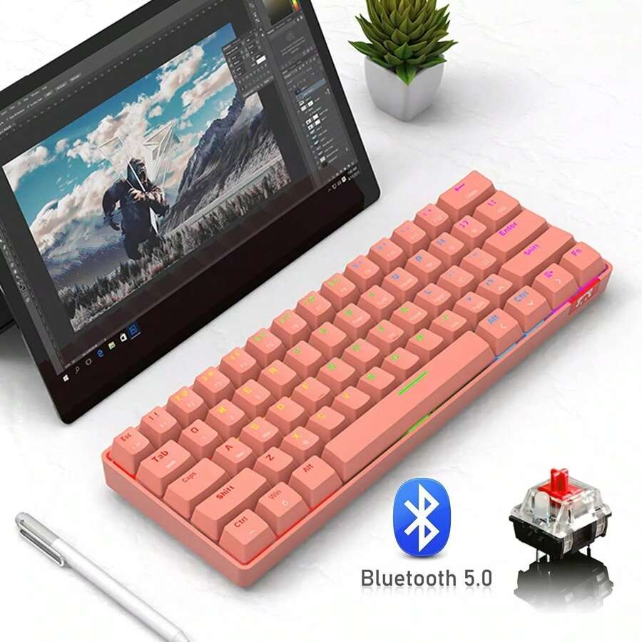 AJAZZ STK61 61 Keys Bluetooth 5.0 Wired/Wireless Mechanical Keyboard ...