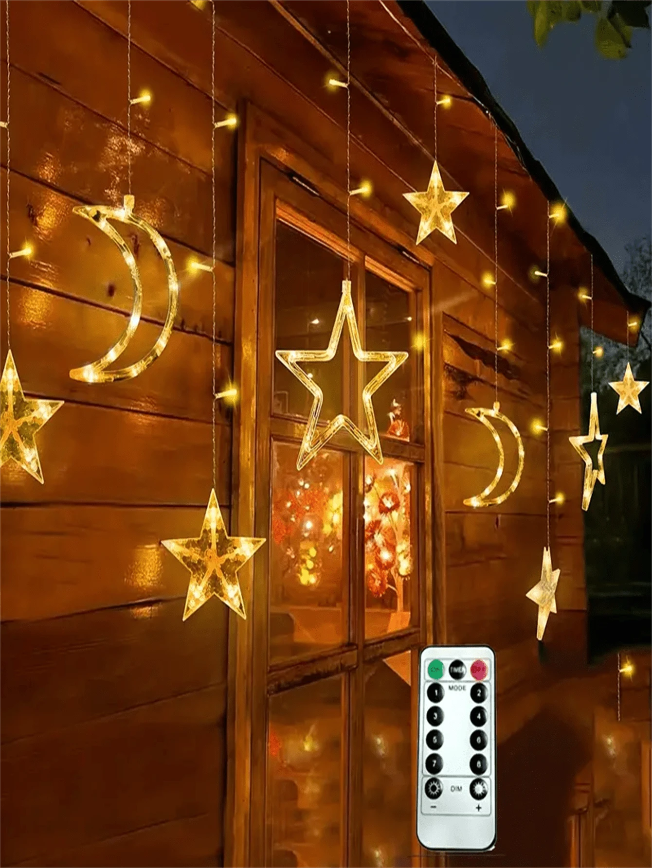 1pc LED Star And Moon Light String, Battery Powered Fairy String Light ...