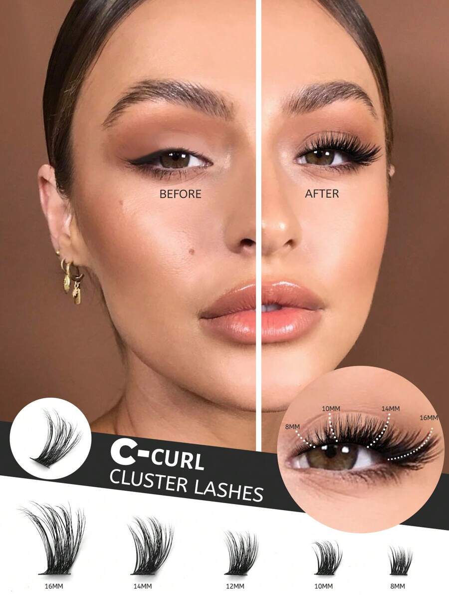 GROINNEYA 10 Rows 140 Pcs C Curl DIY Eyelash Extensions 8-16mm Manga Lashes Volume Individual ...